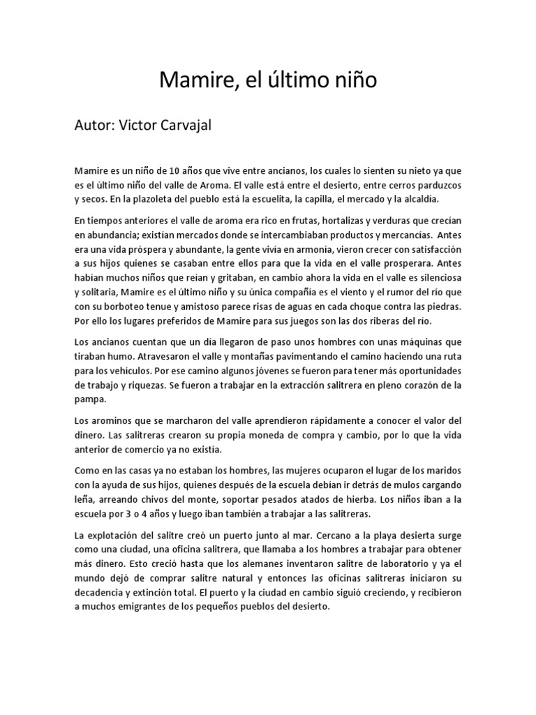 Resumen Libro Mamire, El Último Niño | PDF