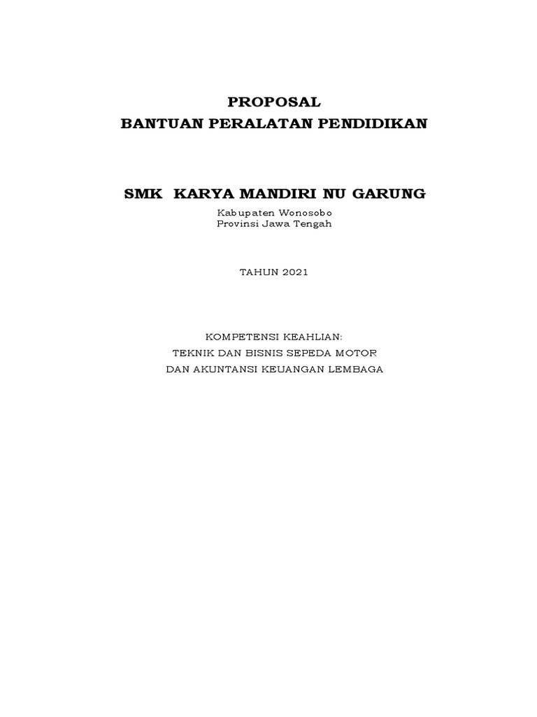 Proposal Bantuan Peralatan SMK 2021 | PDF