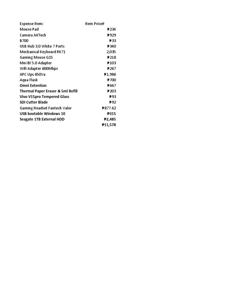 Expenses | PDF | Games & Activities | Technology & Engineering
