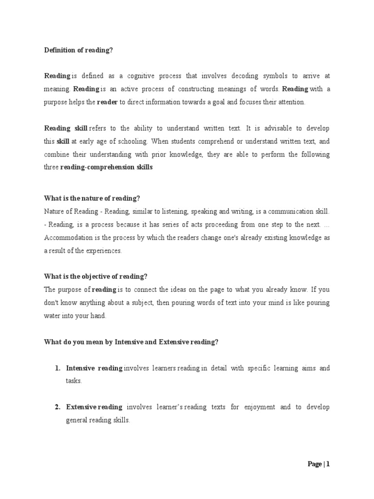 Notes On Reading Strategies-1 | PDF | Reading Comprehension | Speed Reading