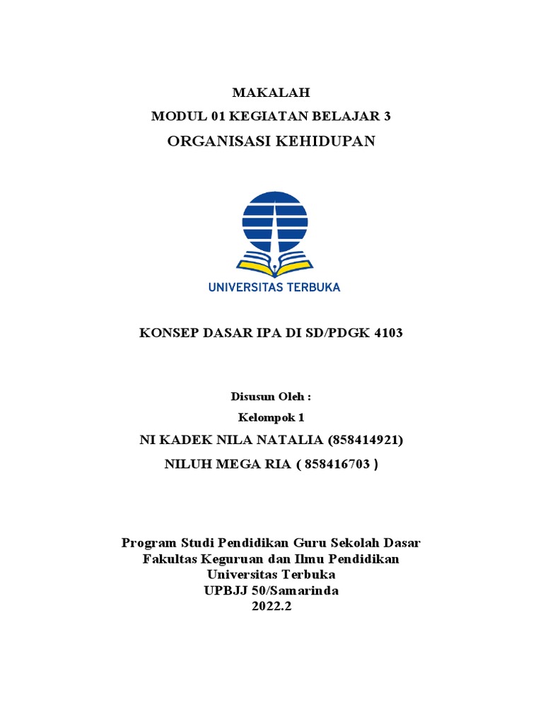Makalah Modul 1 KB 3 Organisasi Kehidupan | PDF | Kesehatan Holistik | Sains & Matematika