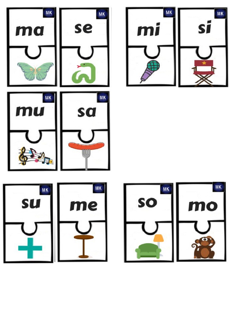Rompecabezas Silabas Ms y Del 1 Al10 | PDF