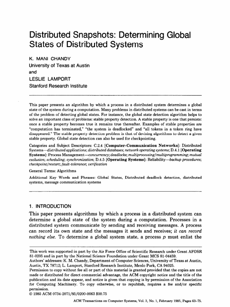 Chandy Lamport | PDF | Distributed Computing | Algorithms