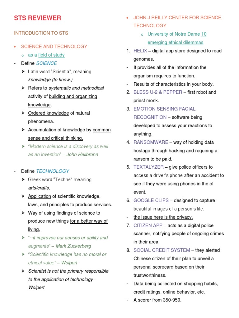 STS Reviewer | PDF | Psychoanalysis | Sigmund Freud