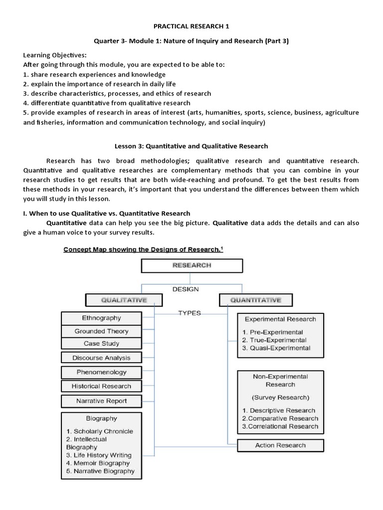Module 1 Part 3 Practical Research 1 | PDF | Qualitative Research | Quantitative Research