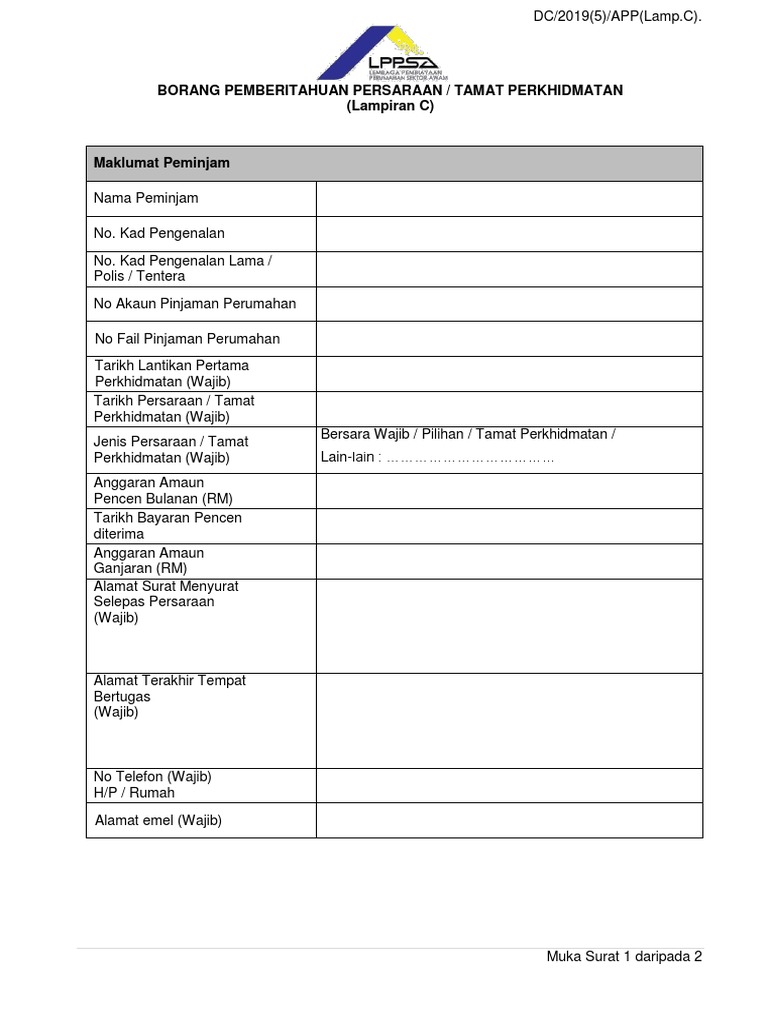 Borang Pemberitahuan Persaraan Tamat Perkhidmatan | PDF