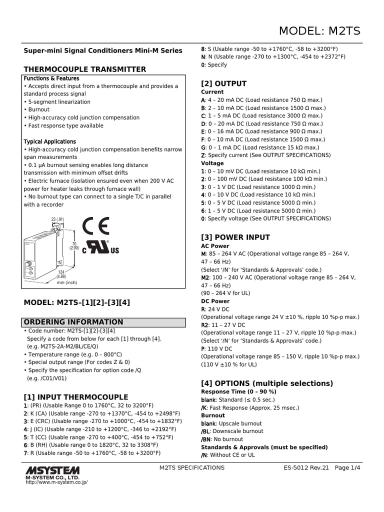 Esm 2 Ts | PDF | Thermocouple | Metrology