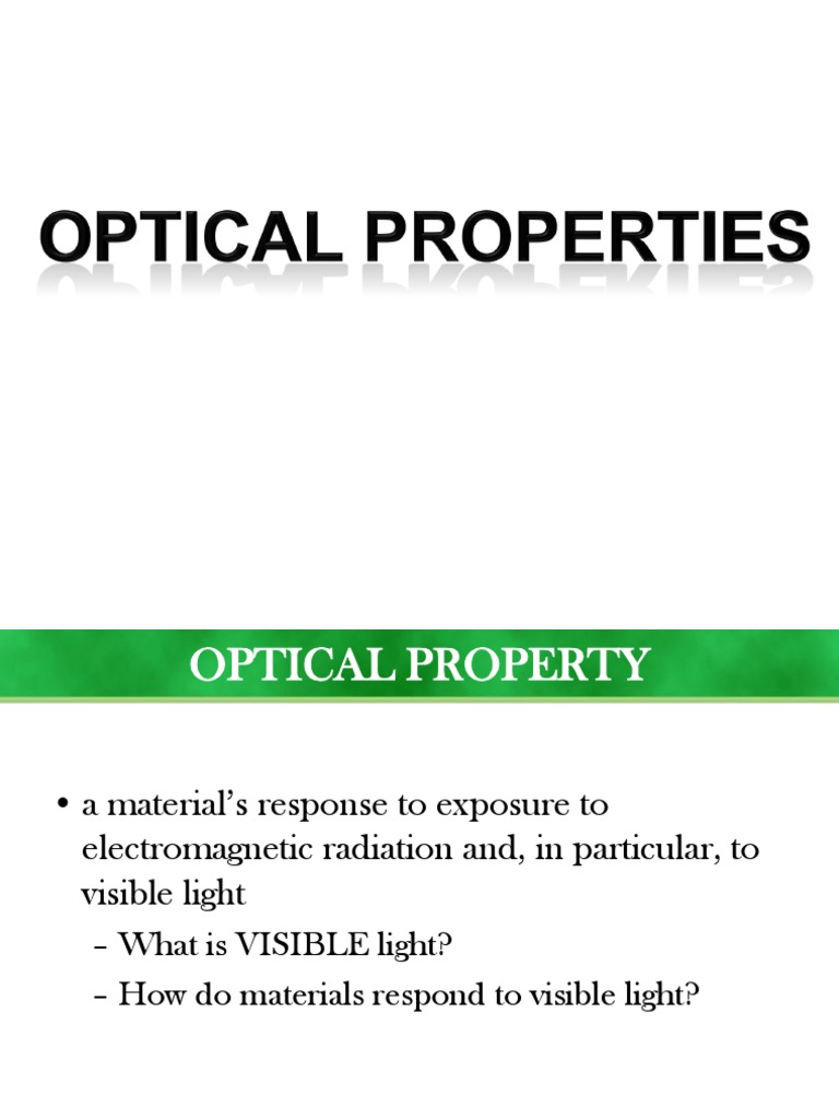 Optical Properties of Materials | PDF | Electromagnetic Radiation | Light