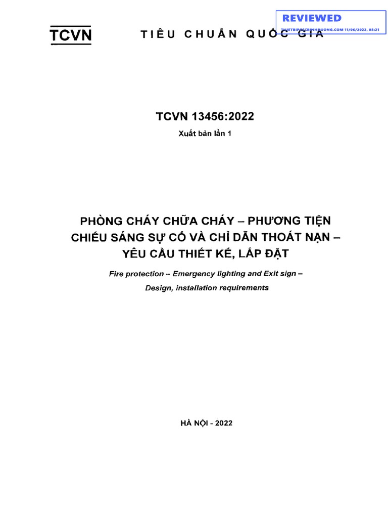 TCVN 13456-2022 - Den Chieu Sang Su Co Va Thoat Nan | PDF