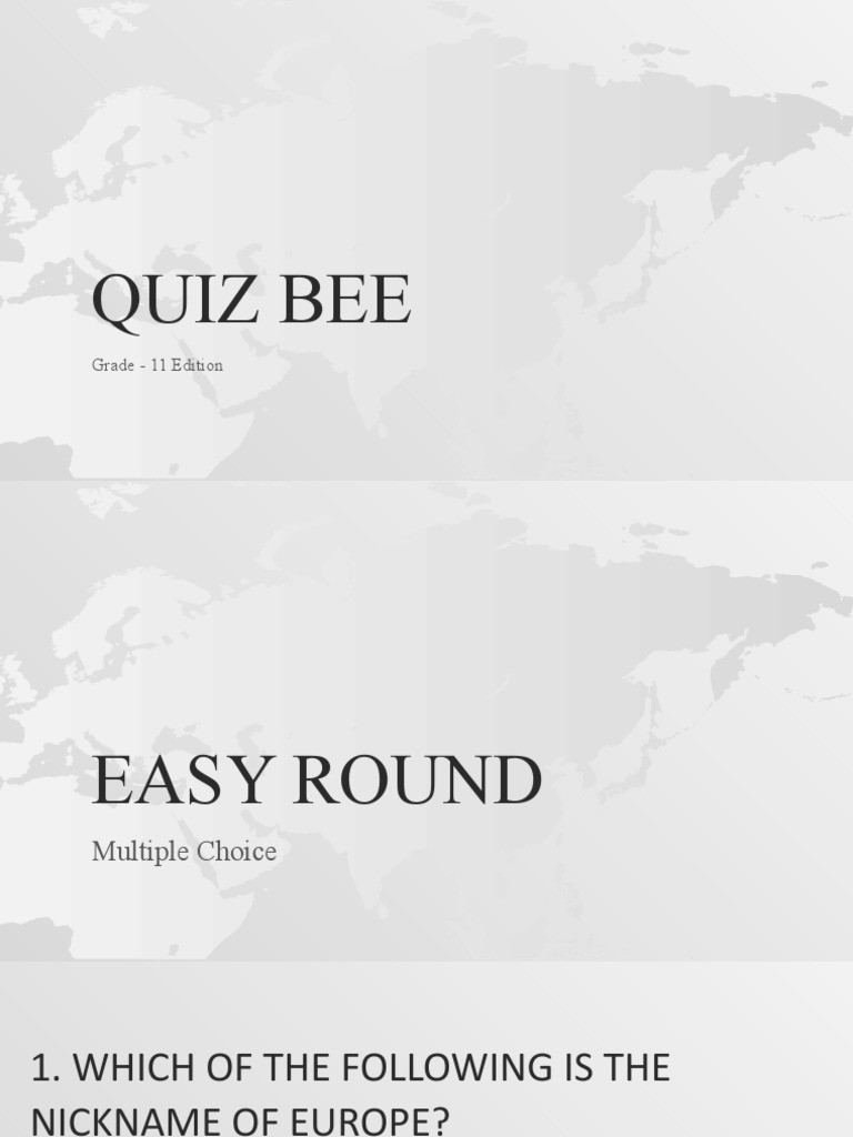 Quiz Bee Questions Presentation | PDF | Europe | European Union