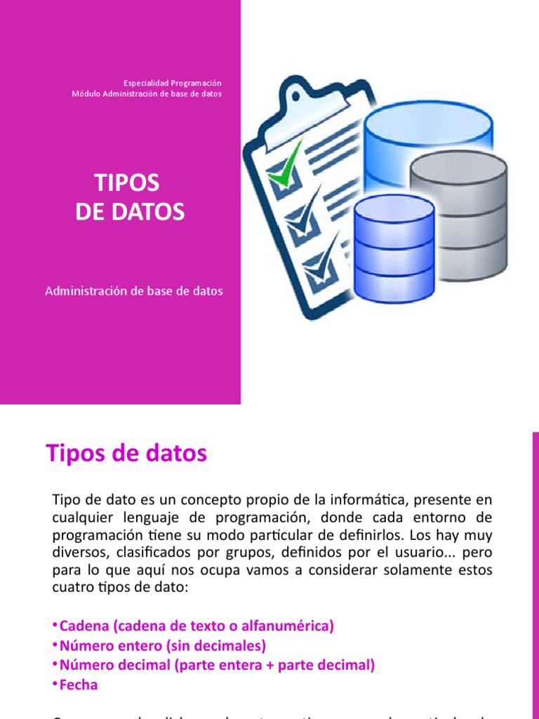 Guía de Tipos de Datos en Bases de Datos | PDF | Mi sql | Cadena (informática)