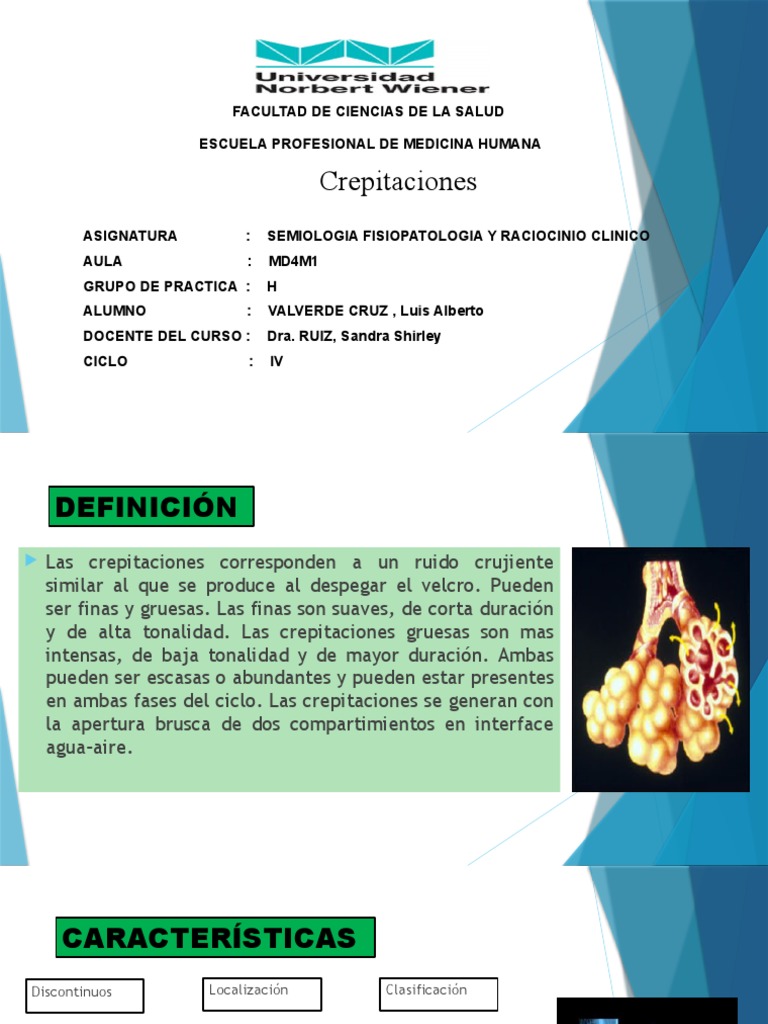 Crepitaciones pulmonares: definición y tipos | PDF | Pulmón | Neumología
