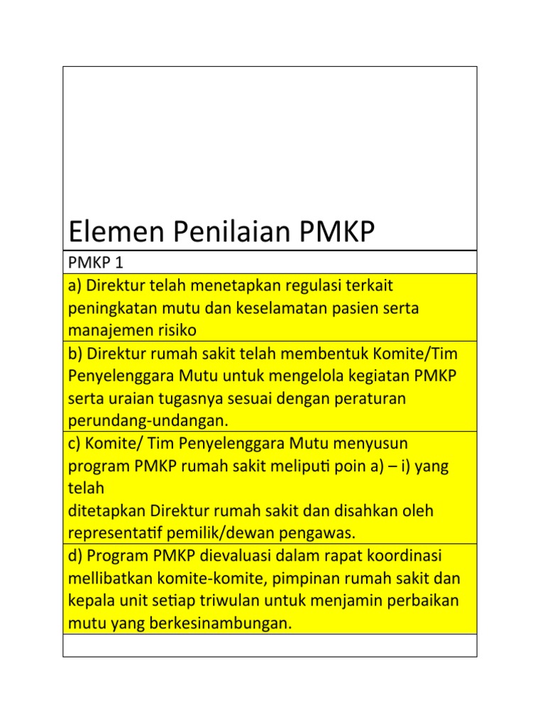 Elemen Penilaian PMKP | PDF