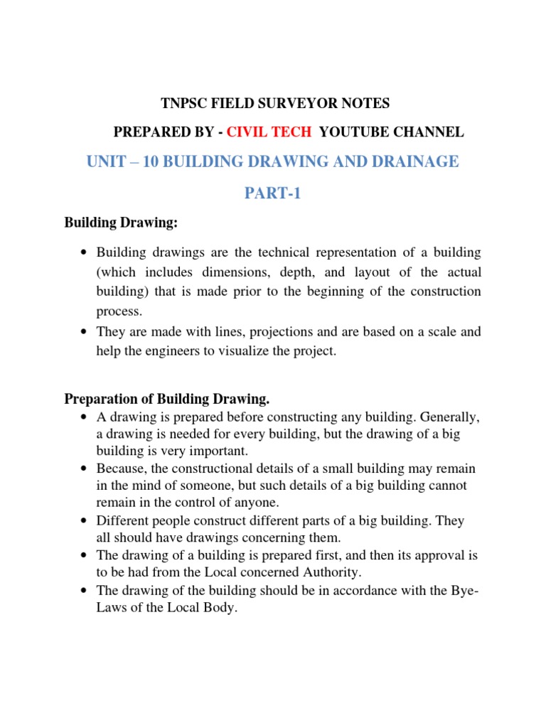 TNPSC Fs Unit-10 Building Drawing Part-1 | PDF | Drawing