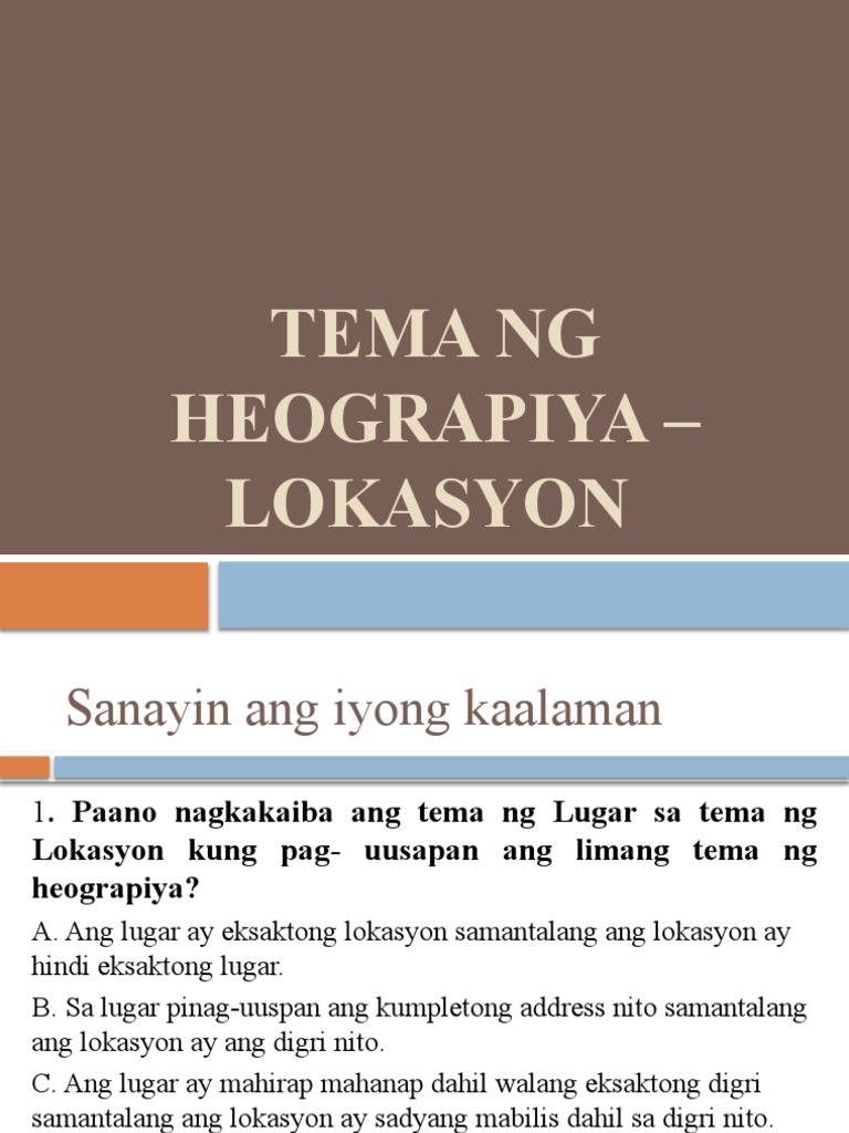 Tema NG Heograpiya - Lokasyon Module 2 | PDF