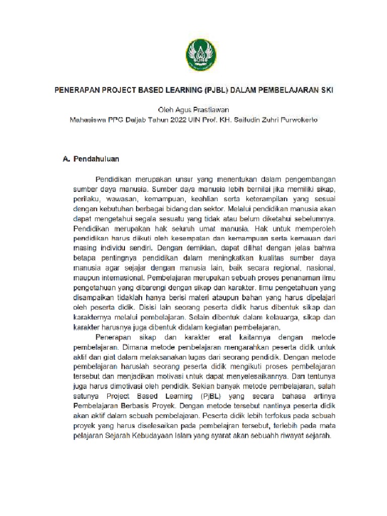Penerapan Project Based Learning | PDF