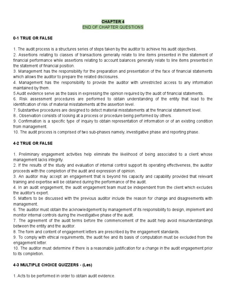 Midterms ACCP301 Chapter End Problems | PDF | Financial Audit | Audit