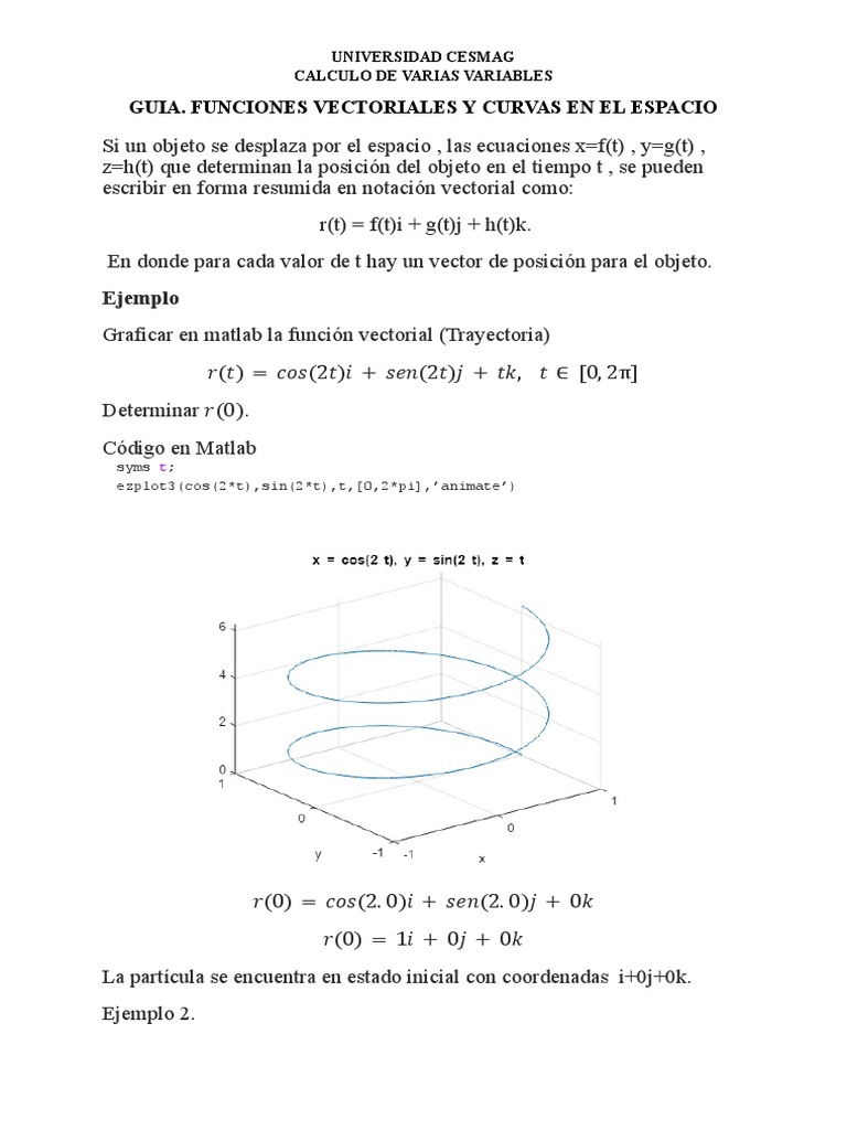 GUIA FUNCIONES VECTORIALES - Documentos de Google | PDF | Vector Euclidiano | Aceleración