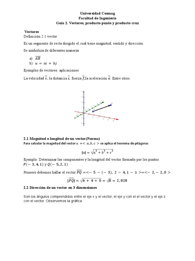 Guía de Vectores y Operaciones | PDF | Vector Euclidiano | Ortogonalidad