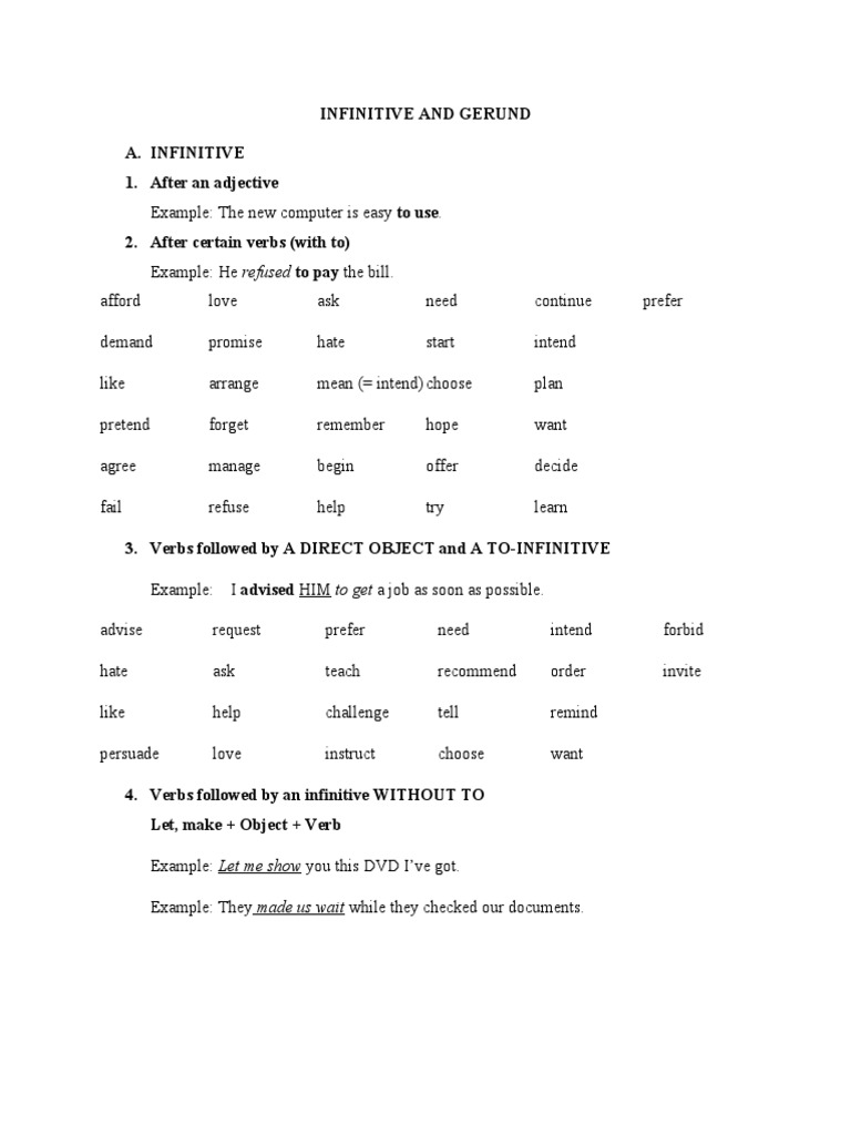 Infinitive and Gerund | PDF | Syntax | Grammar