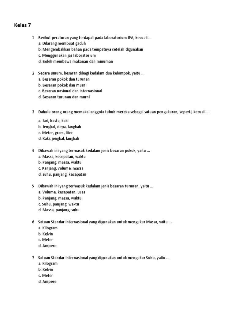 Soal Ipa Kelas 7,8,9 | PDF