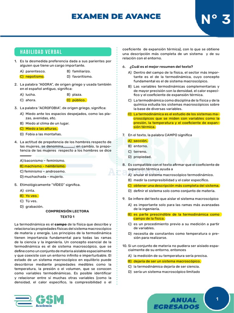 Exm.3 - A - Claves | PDF | Termodinámica | Lípido