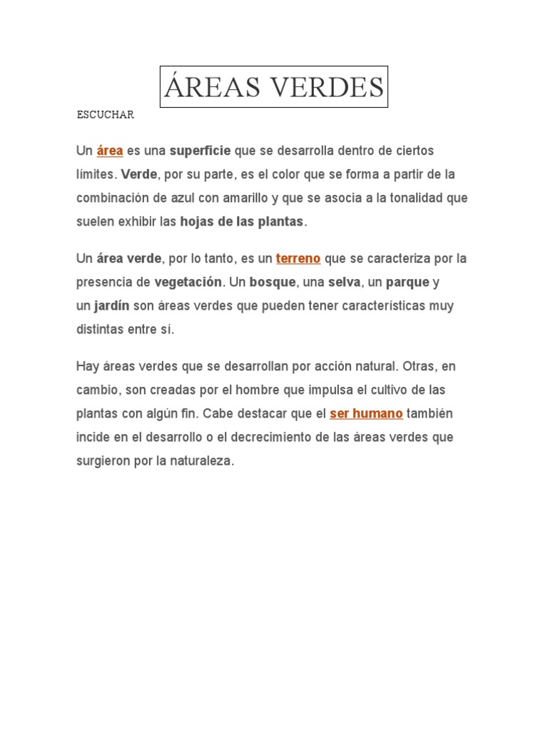 Resumen ÁREAS VERDES | PDF