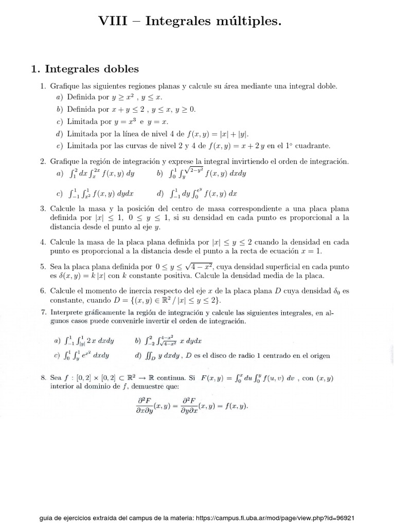 Ejercicios de integrales múltiples y densidad de masa | PDF | Integral | Funciones y mapeos
