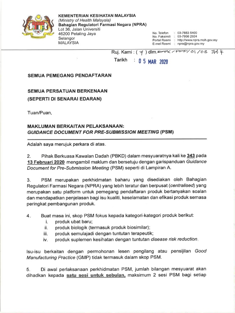 Pekelililing-PSM Guidance | PDF | Clinical Trial | Life Sciences