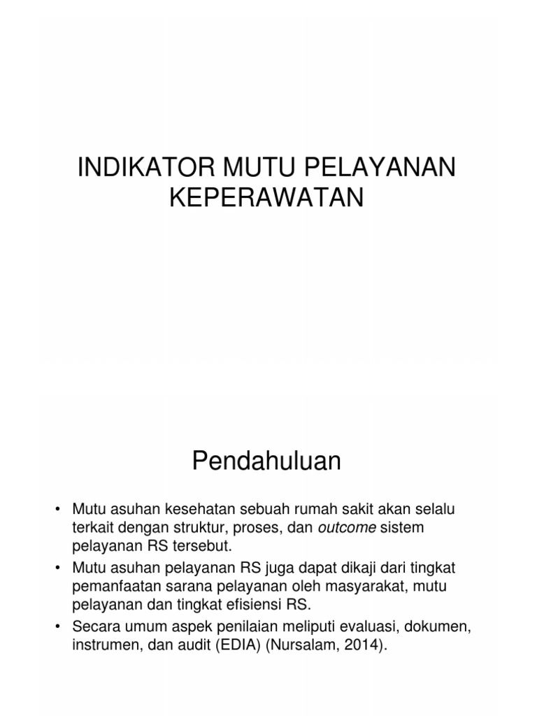 Indikator Mutu Pelayanan Keperawatan | PDF