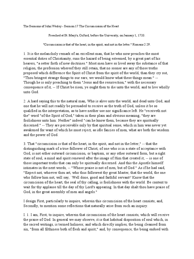 Circumcision of the Heart Explained | PDF | Sermon | Jesus