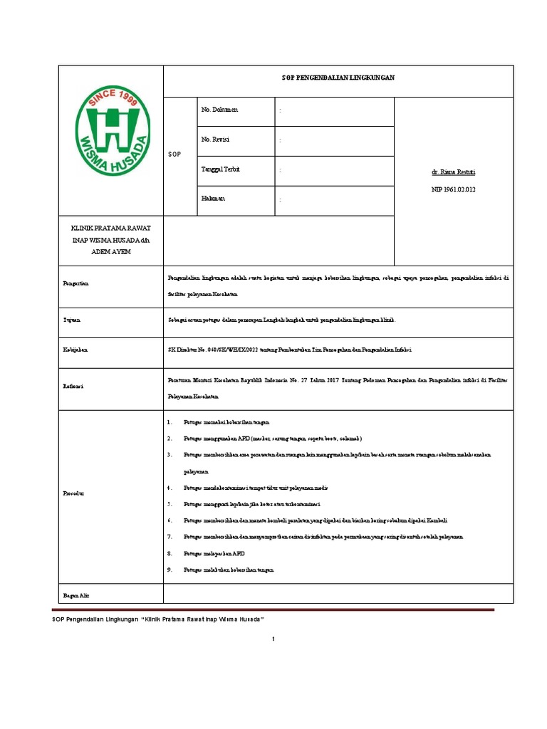 Sop Pengendalian Lingkungan | PDF