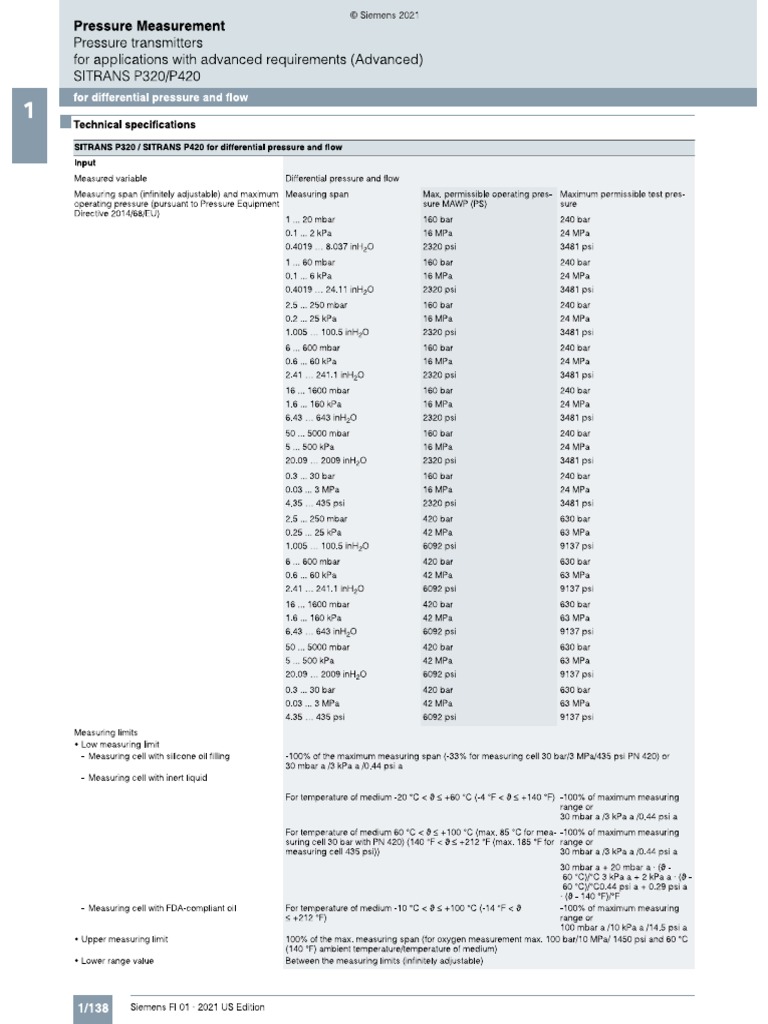 Sitrans P320 7MF0340, 7MF3050 Different DP-Flow | PDF