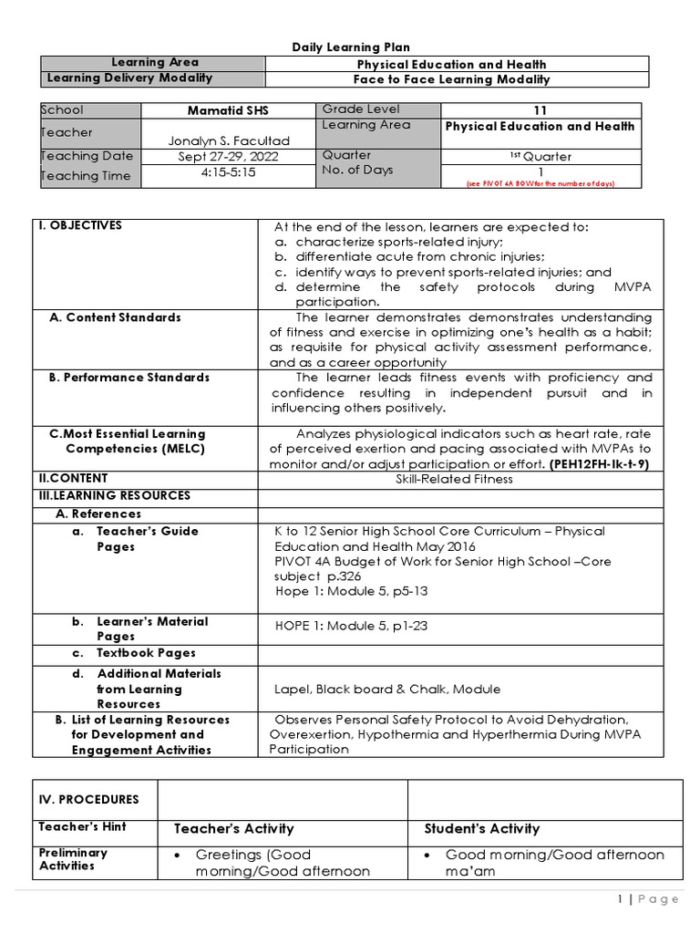 DLP-PE-11 - Week 6 | PDF | Musculoskeletal System | Causes Of Death