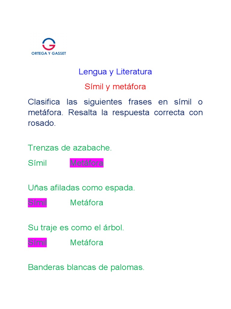 Símil y Metáfora. | PDF