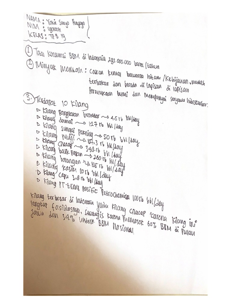 Yokie Suryo Prayogo TP B Tugas 1 Transportasi Migas | PDF