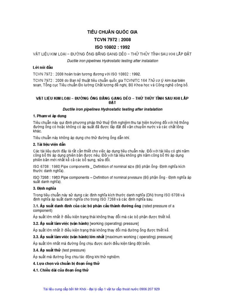 TCVN 7972 2008 Thử Thủy Tĩnh Sau Khi Lắp Đặt 1 | PDF