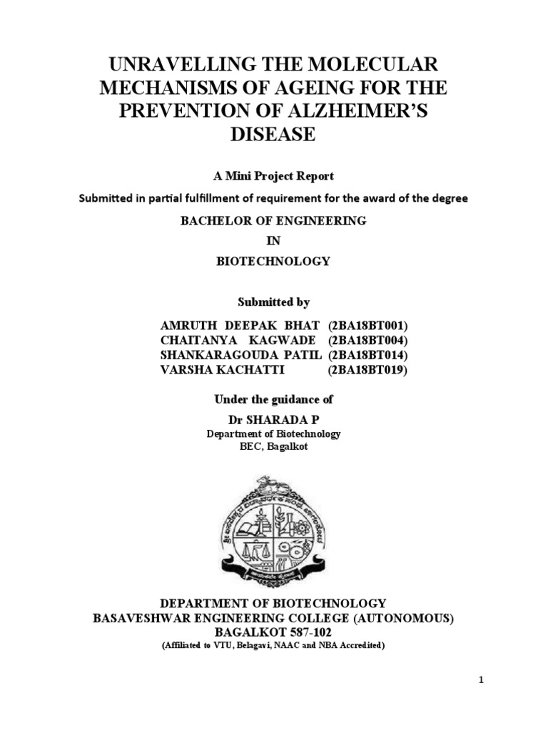 Mini Project Report Final | PDF | Alzheimer's Disease | Apolipoprotein E