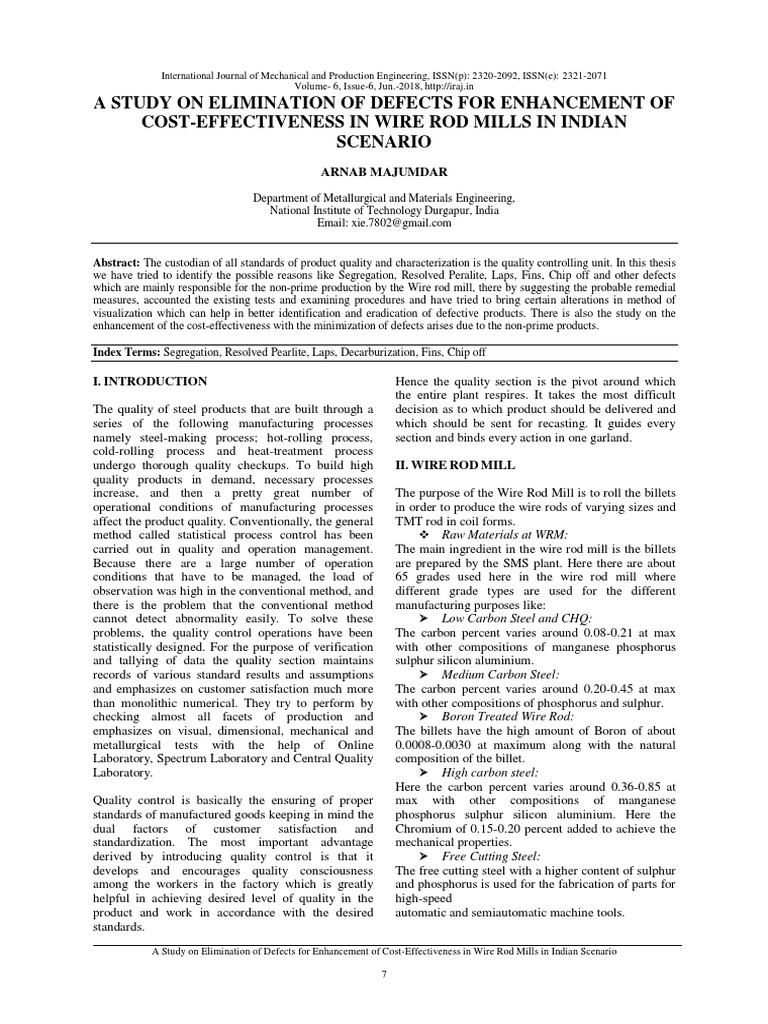 A Study On Elimination of Defects For Enhancement of Cost-Effectiveness ...