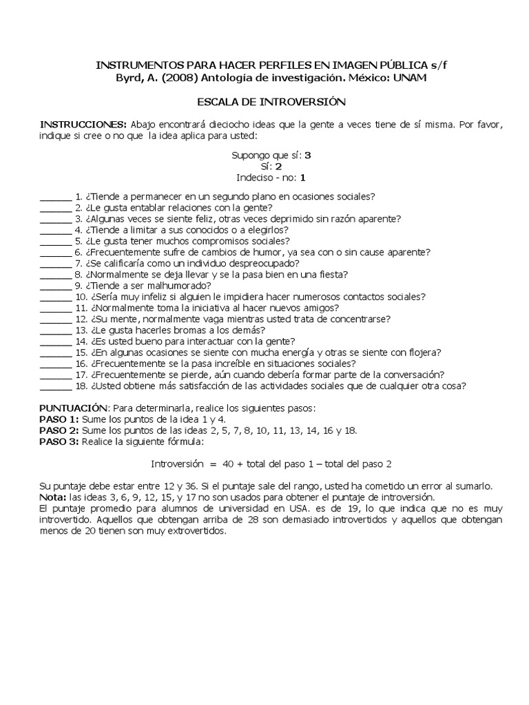 Introversion Scale | PDF | Temor | Las emociones