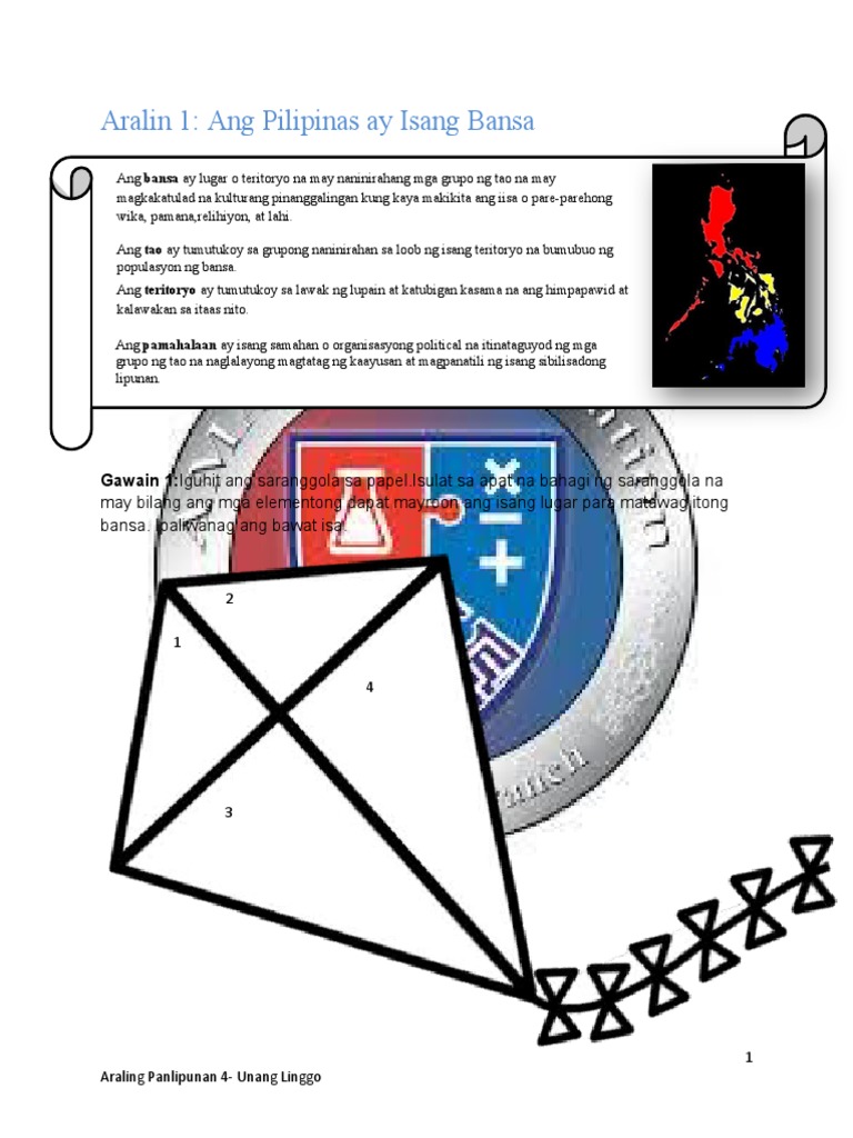 Aralin 1: Ang Pilipinas Ay Isang Bansa: Gawain 1:iguhit Ang Saranggola ...