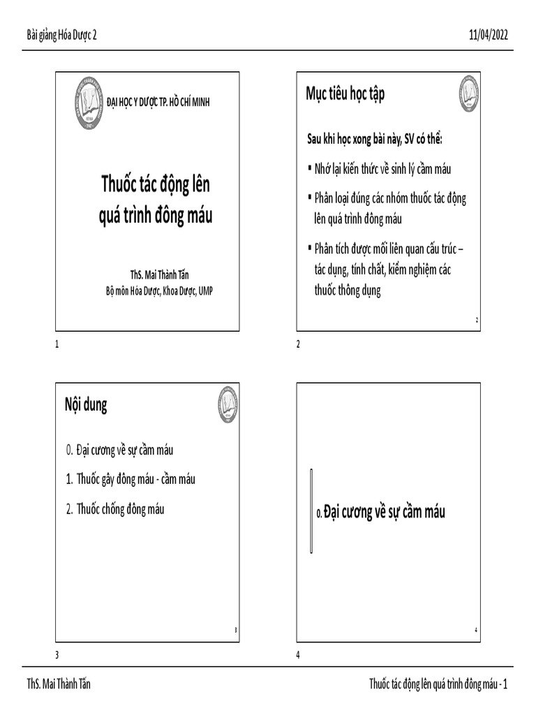 10.3. Thuoc Tac Dong Len Qua Trinh Dong Mau | PDF