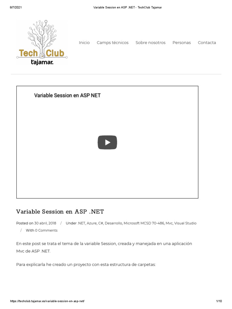 Variable Session en ASP .NET - TechClub Tajamar | PDF | Microsoft | Cookie HTTP