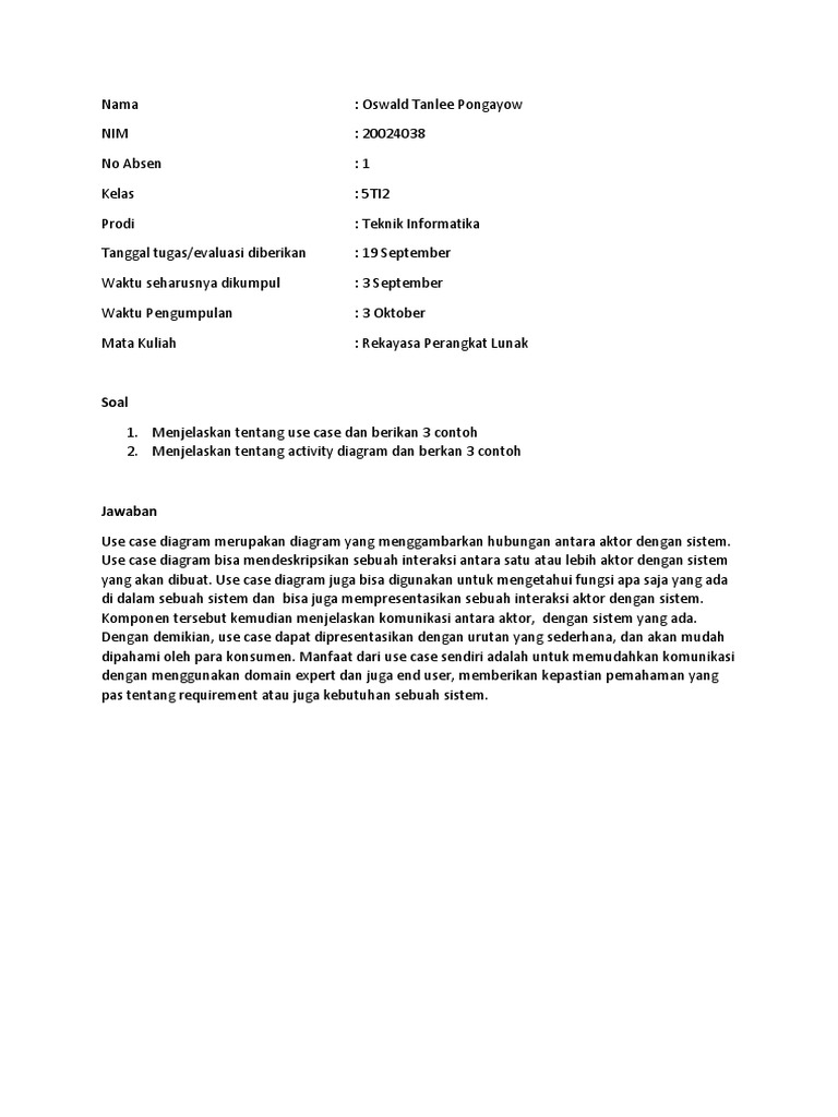 Use Case & Activity Diagram RPL | PDF