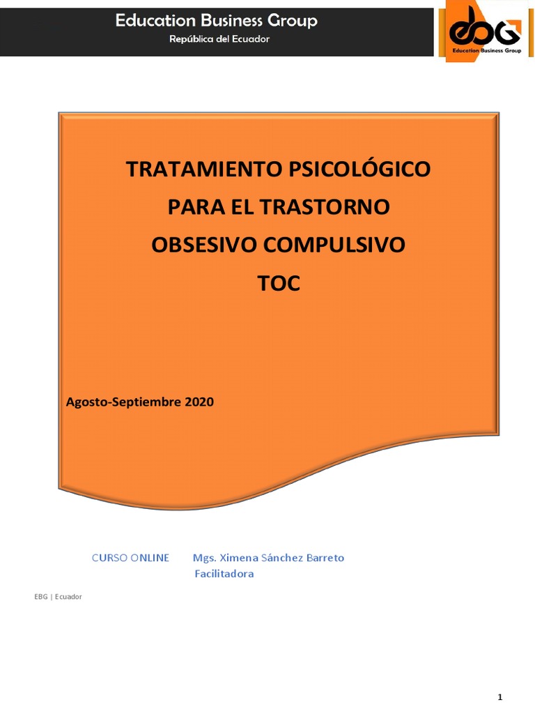 Tratamiento Psicológico Par El Trastorno Obsesivo Compulsivo TOC Autor Education Business Group ...