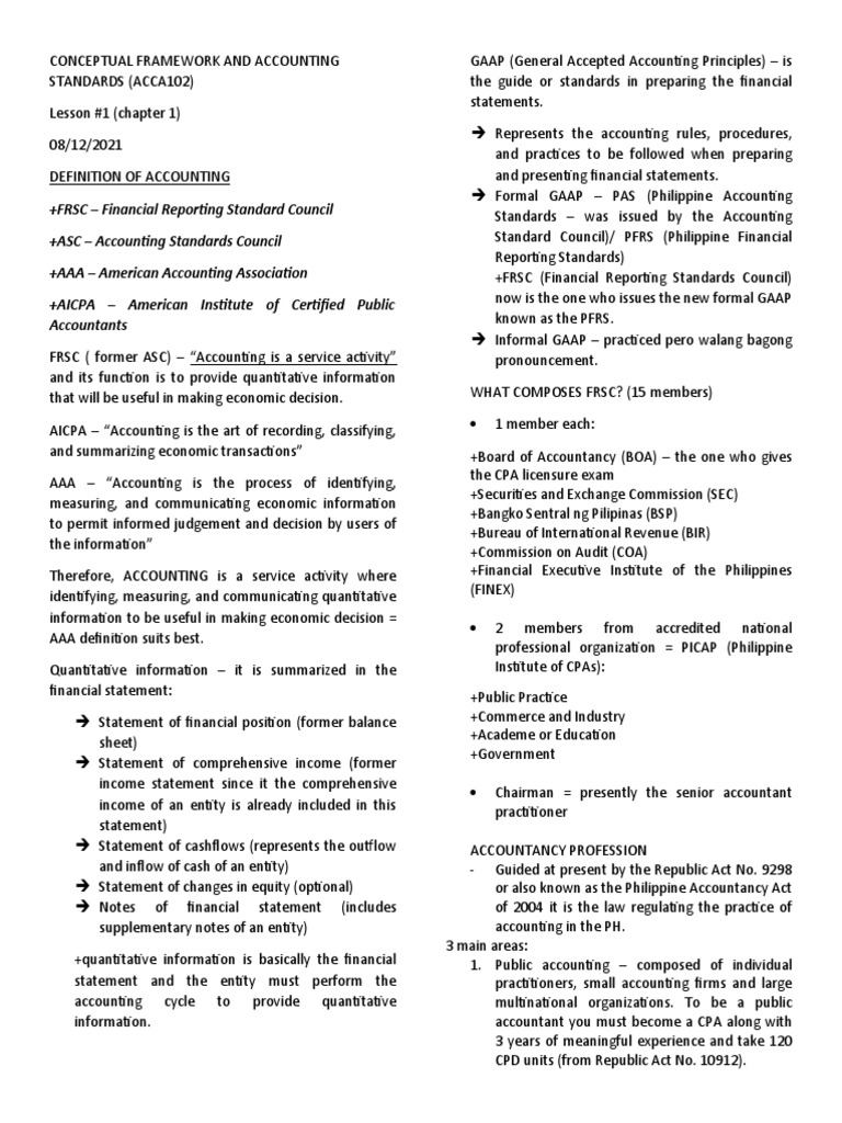 Conceptual Framework and Accounting Standards | PDF | Accounting ...