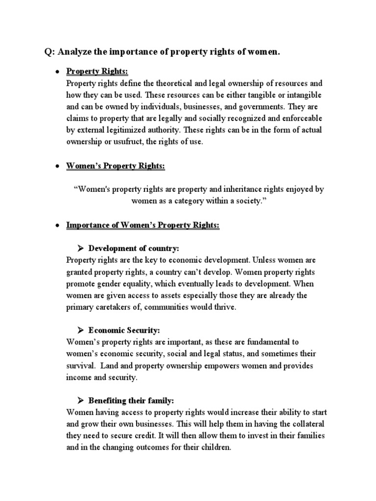 Women Property Rights | PDF | Property | Applied Ethics