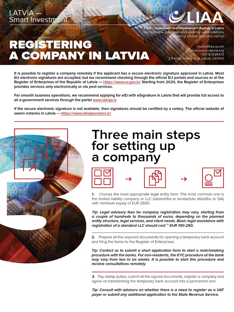 Latvia Company Registration Guide | PDF | Dividend | Notary Public