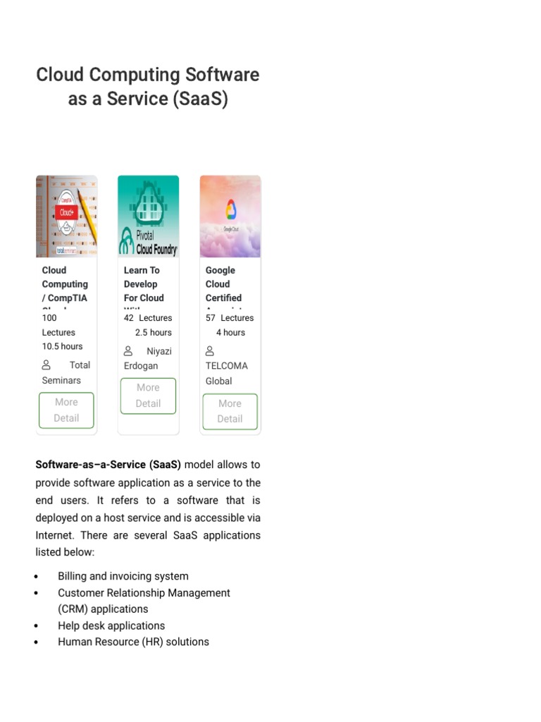 Cloud Computing Software As A Service (SaaS) | PDF | Software As A Service | Cloud Computing