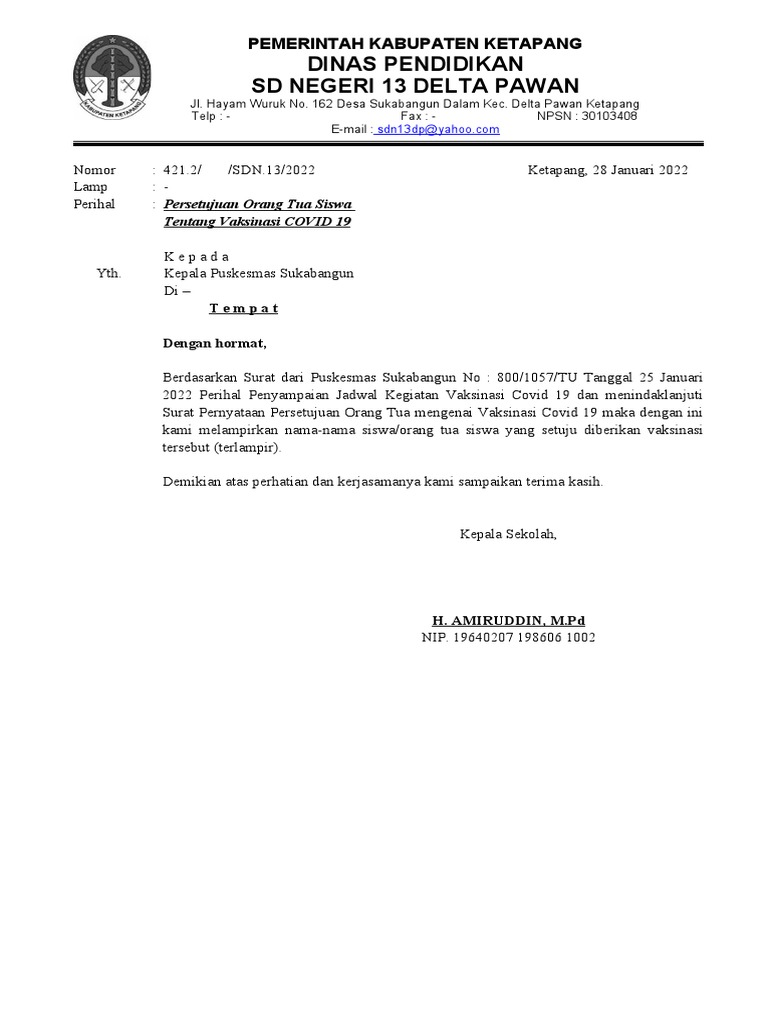 Surat Keterangan Setuju Vaksin COVID-19 | PDF